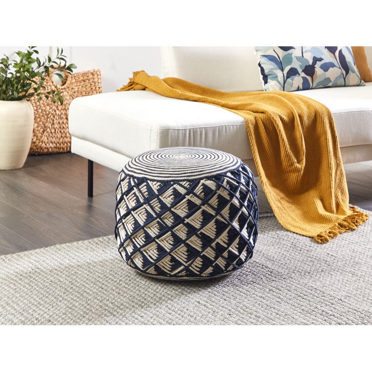 17 Stories Persayis 50cm Wide Round Geometric Pouffe Ottoman | Wayfair.co.uk